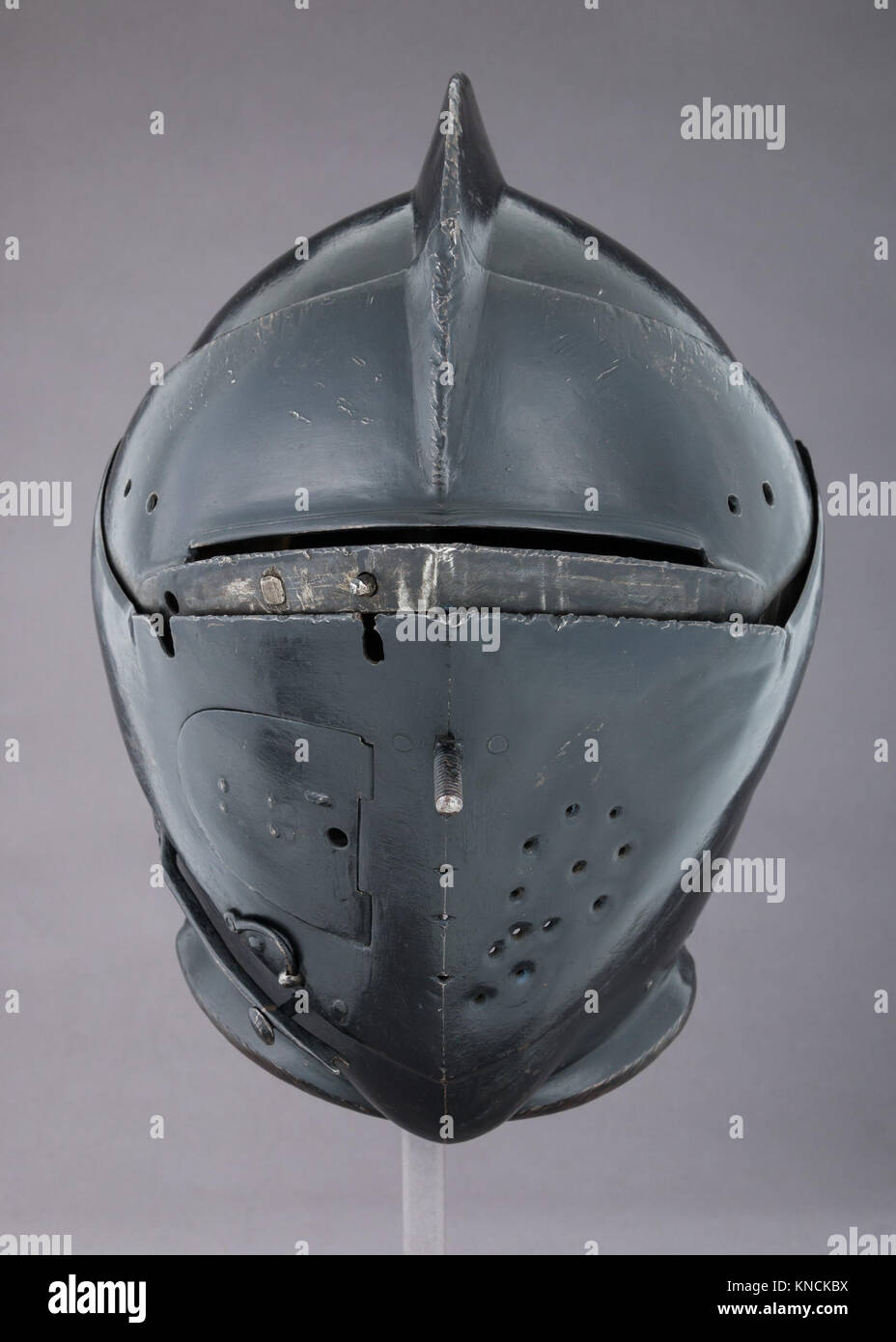Armet, a medieval helmet for full-face protection, worn by knights in ...
