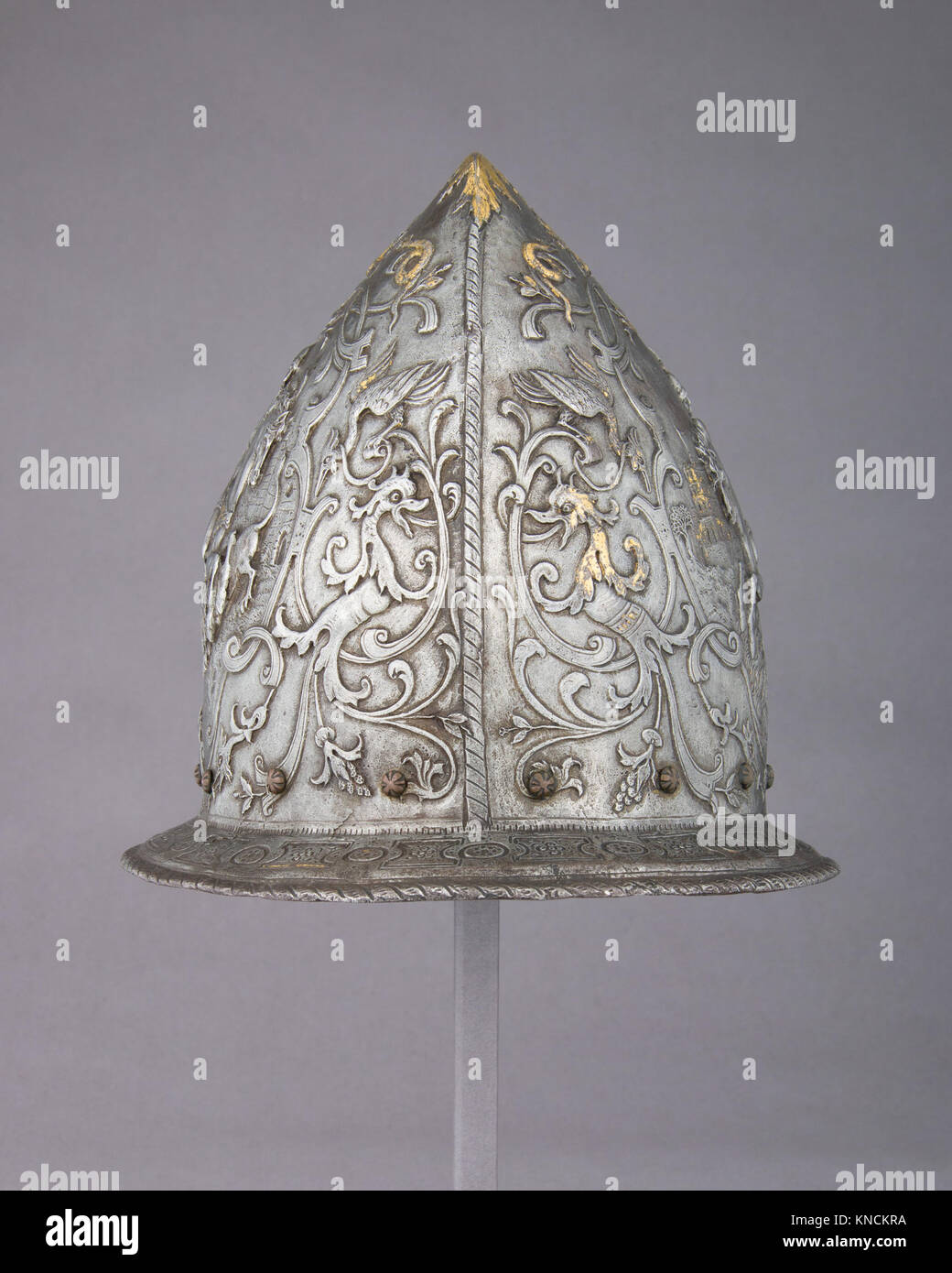 This cabasset helmet, in the late 16th-century French style, is part of ...