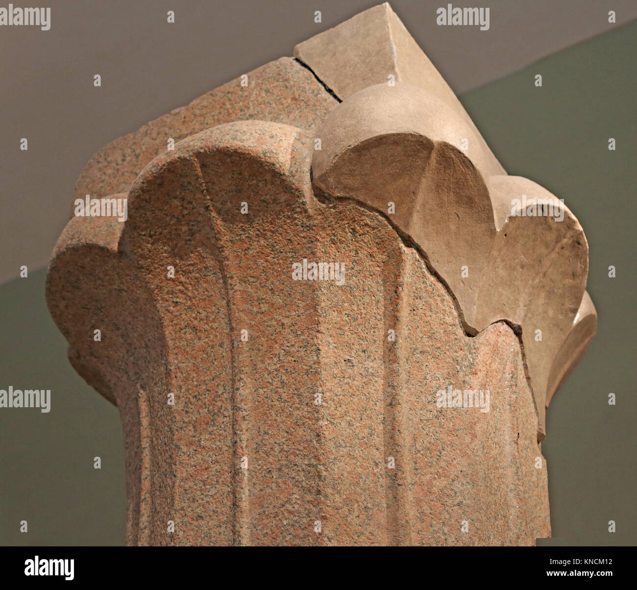 These fragments of a palm column demonstrate the architectural style ...