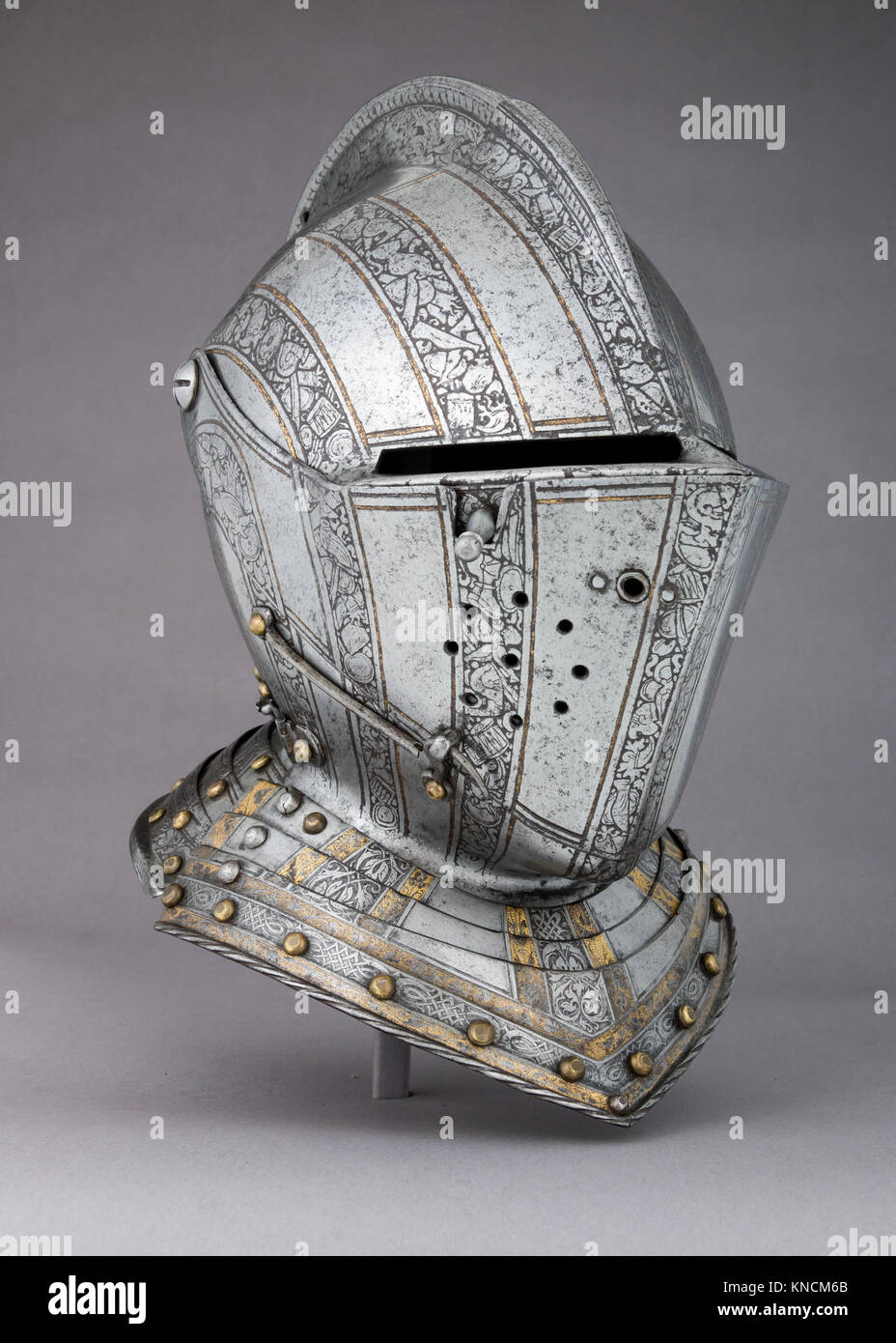 This close-helmet illustrates intricate medieval armor craftsmanship ...
