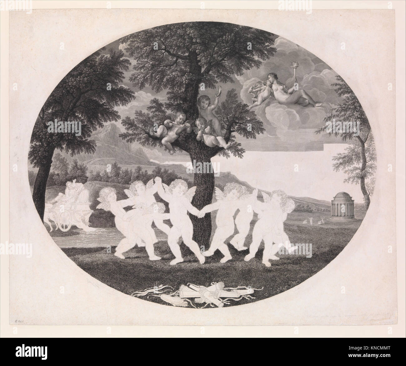 This artwork depicts Amorini celebrating the mythological scene of the ...