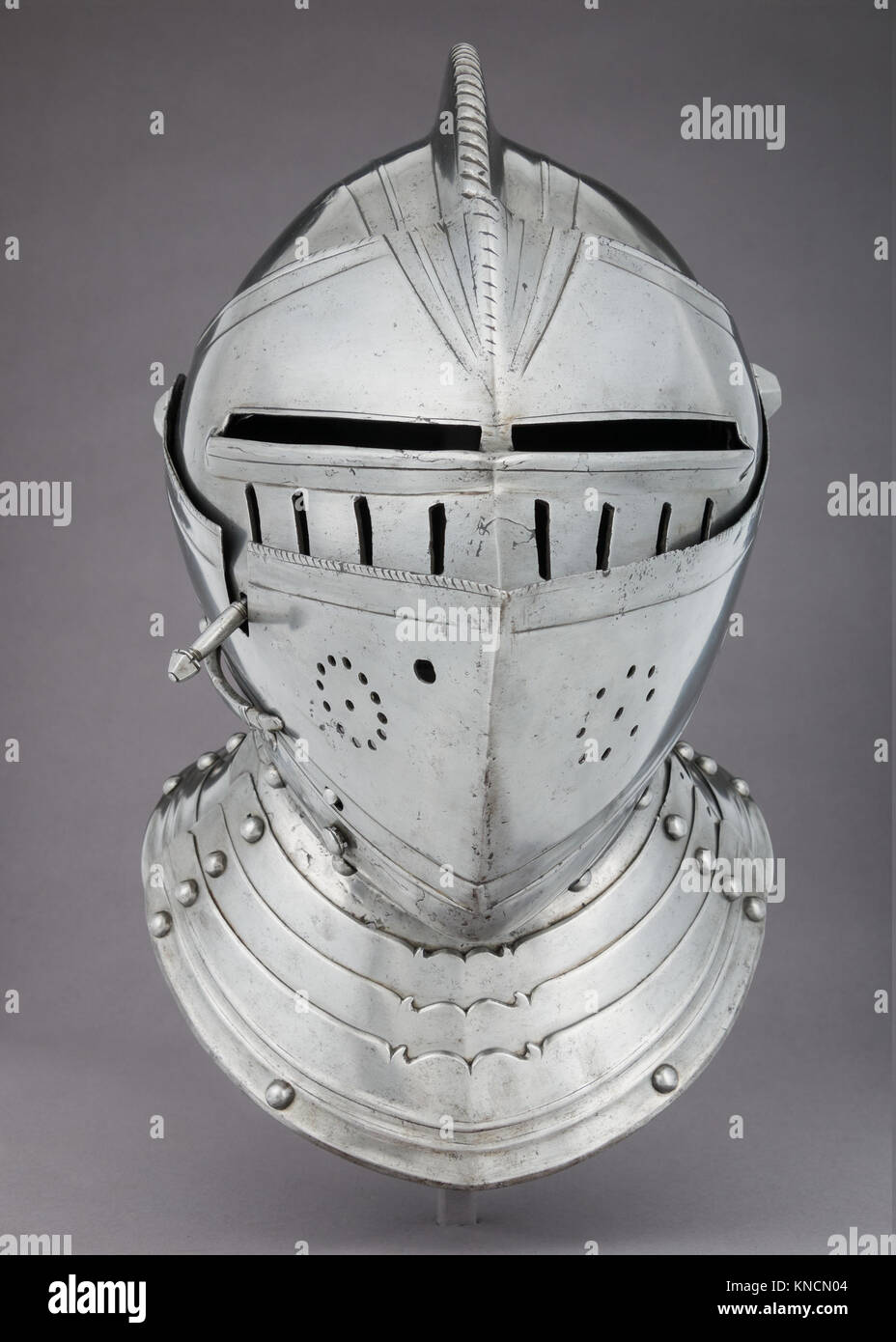 An armet, a type of helmet used during the medieval period. This helmet ...
