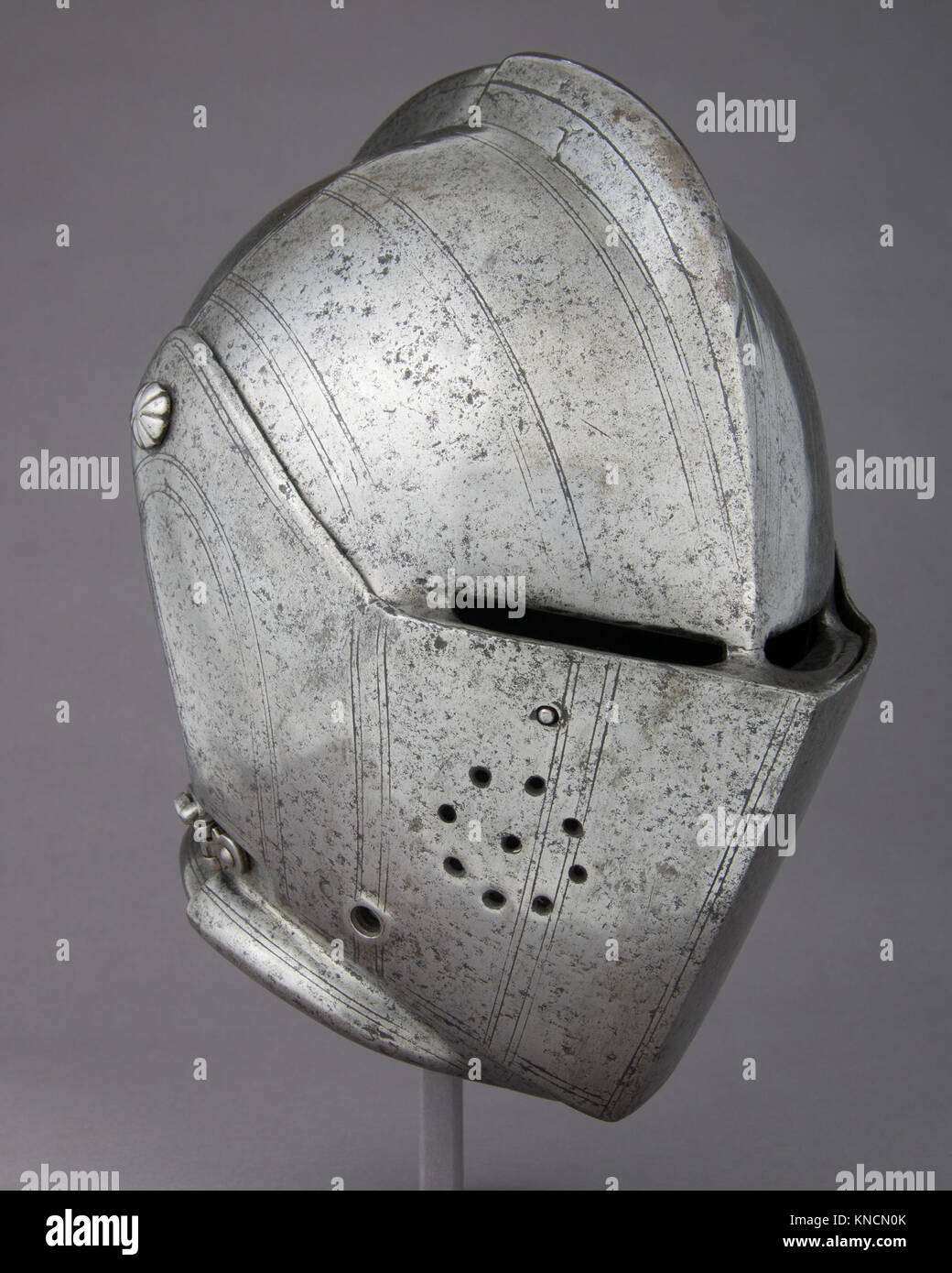 An armet, a type of medieval helmet, part of the museum's collection ...