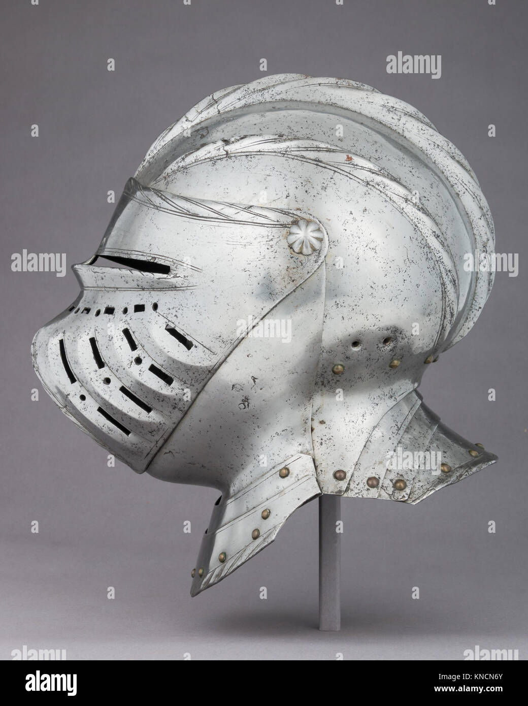 This armet helmet is a fully enclosing medieval head armor ...