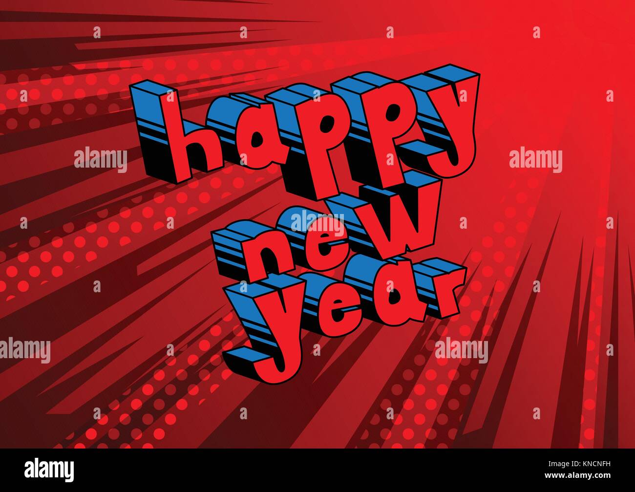 Happy New Year - Comic book style word on abstract background Stock ...