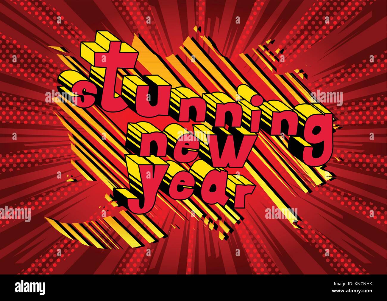 Stunning New Year - Comic book style word on abstract background Stock ...