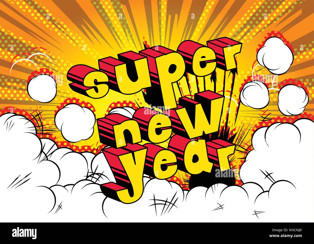 Super New Year - Comic book style word on abstract background Stock ...