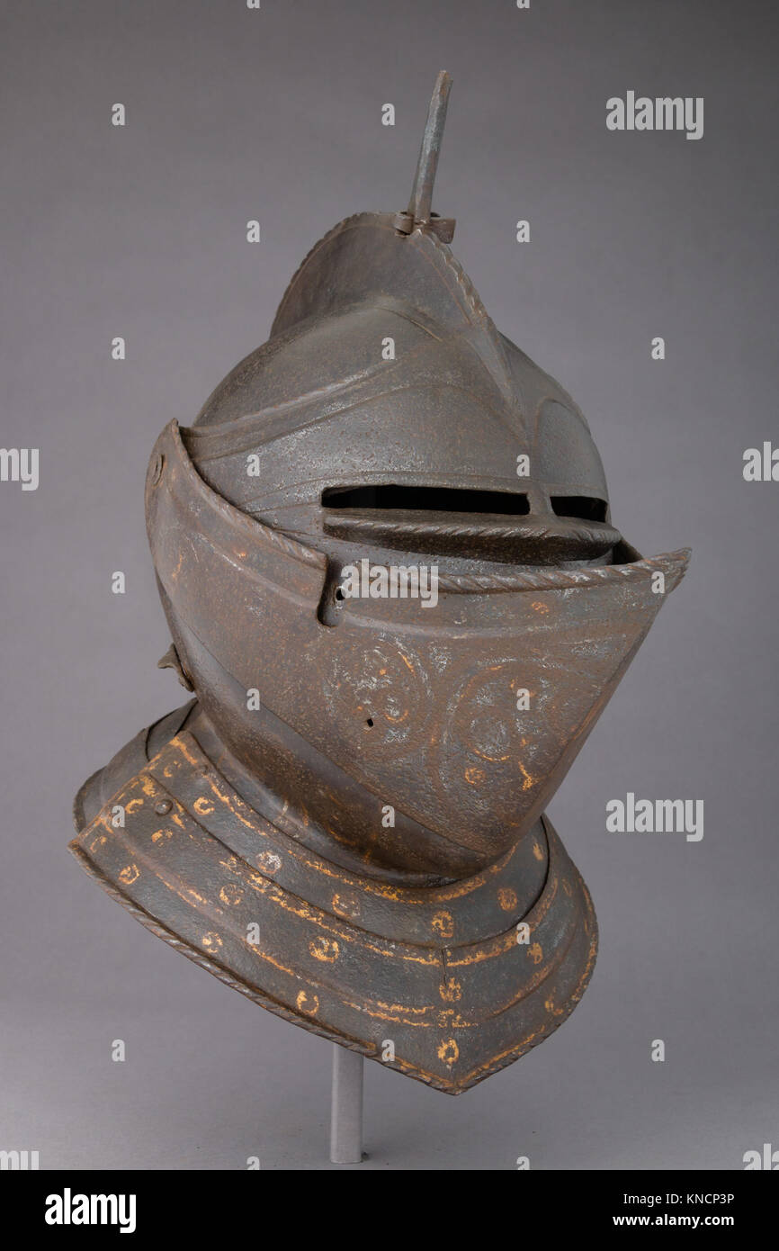 This close-helmet, part of medieval armor, provides protection while ...