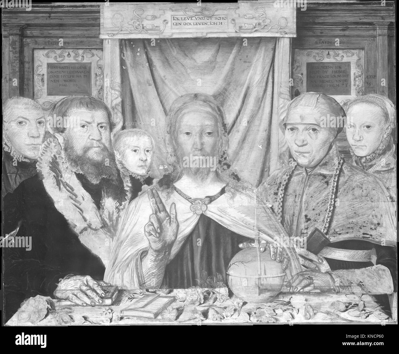 This painting depicts Christ giving a blessing while surrounded by a ...