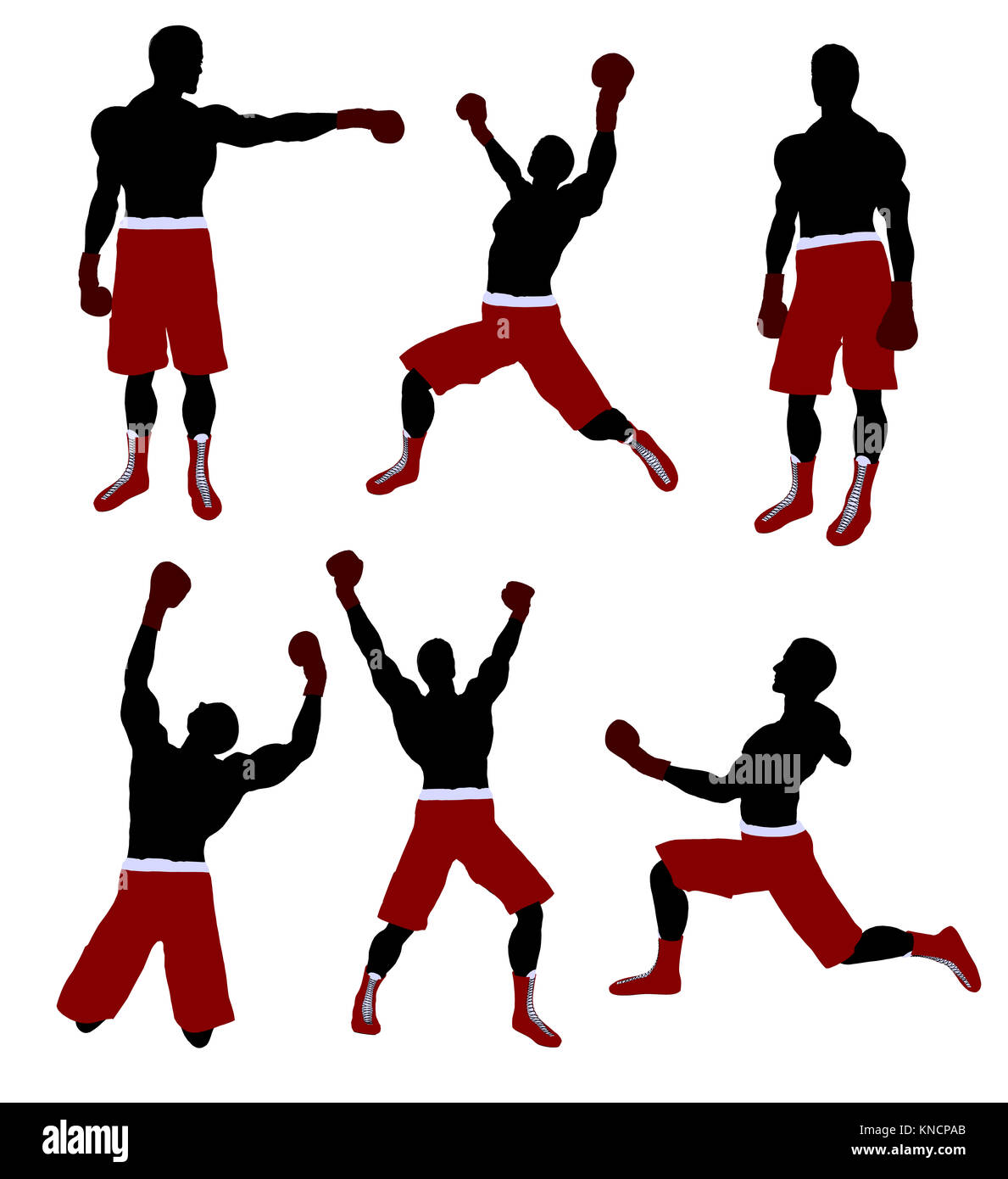 Male boxing art illustration silhouette on a white background Stock ...