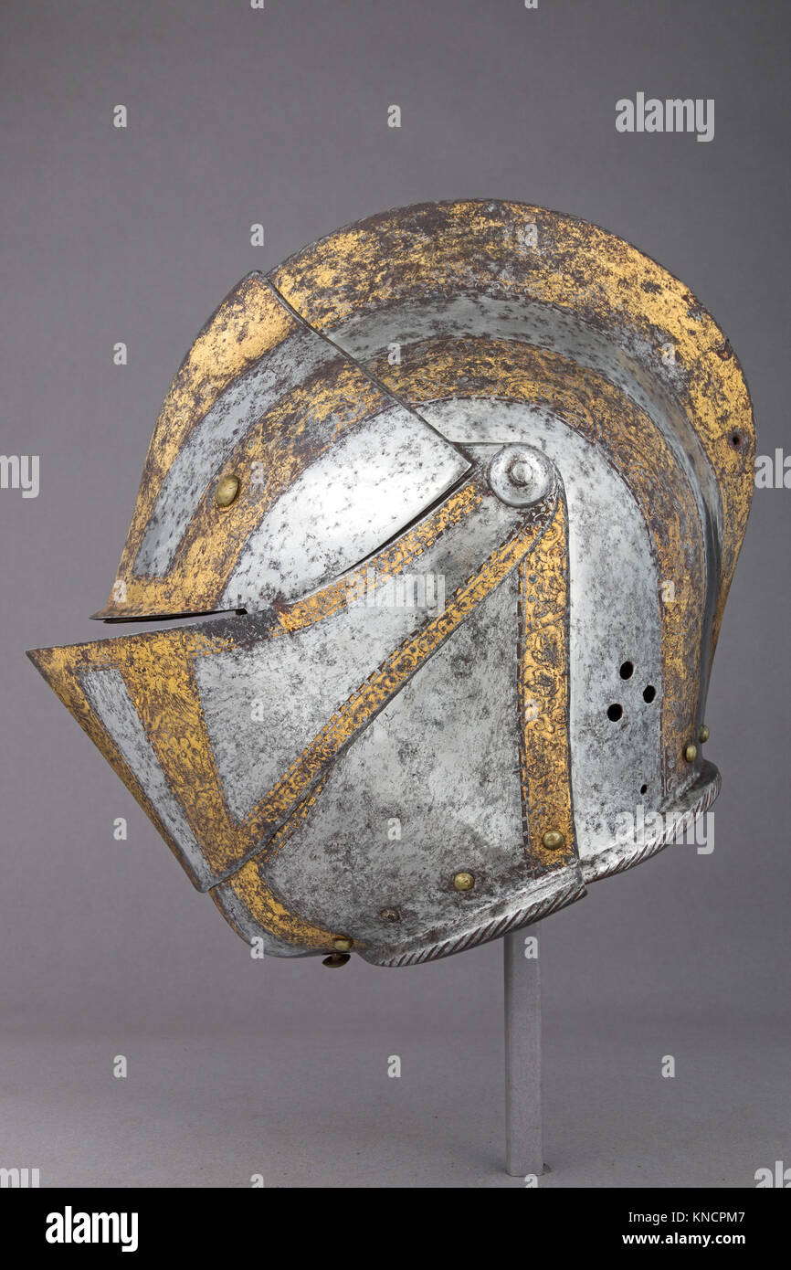 This close helmet, designed for jousting or tournaments, features ...