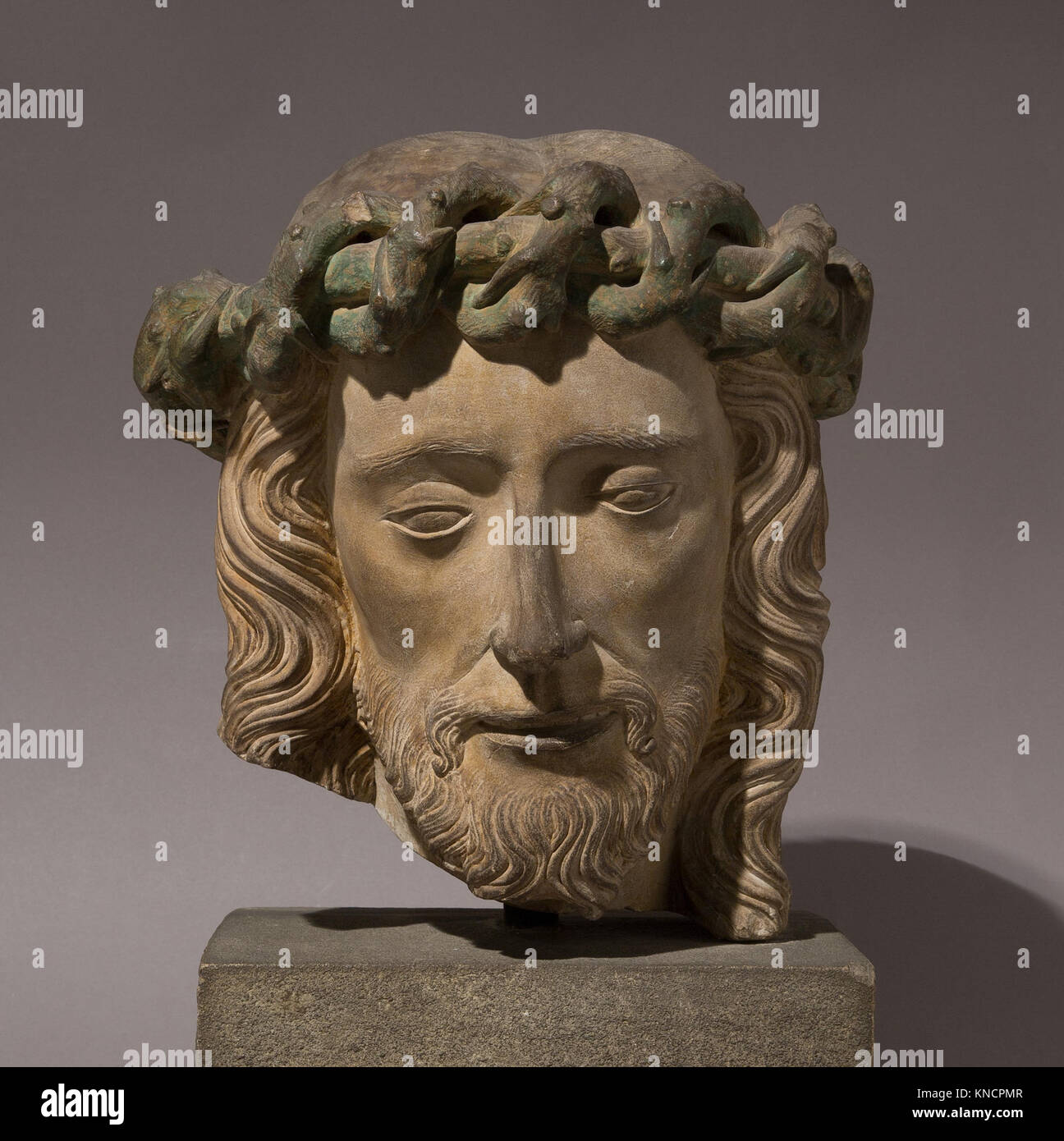 A head of Christ sculpture, exemplifying religious art from the period ...