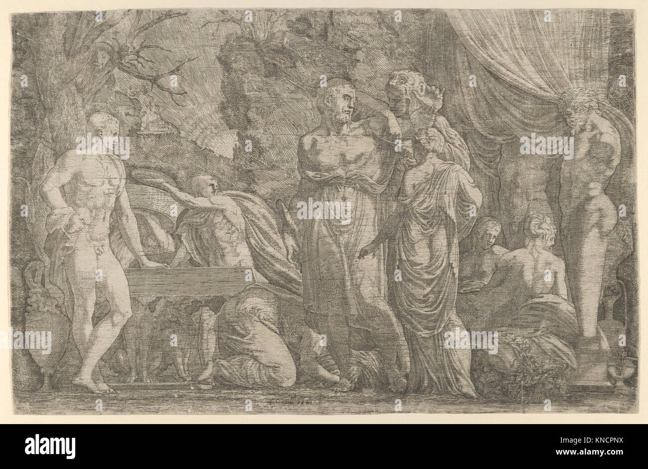 This artwork shows Hercules dressed as a woman, illustrating ...
