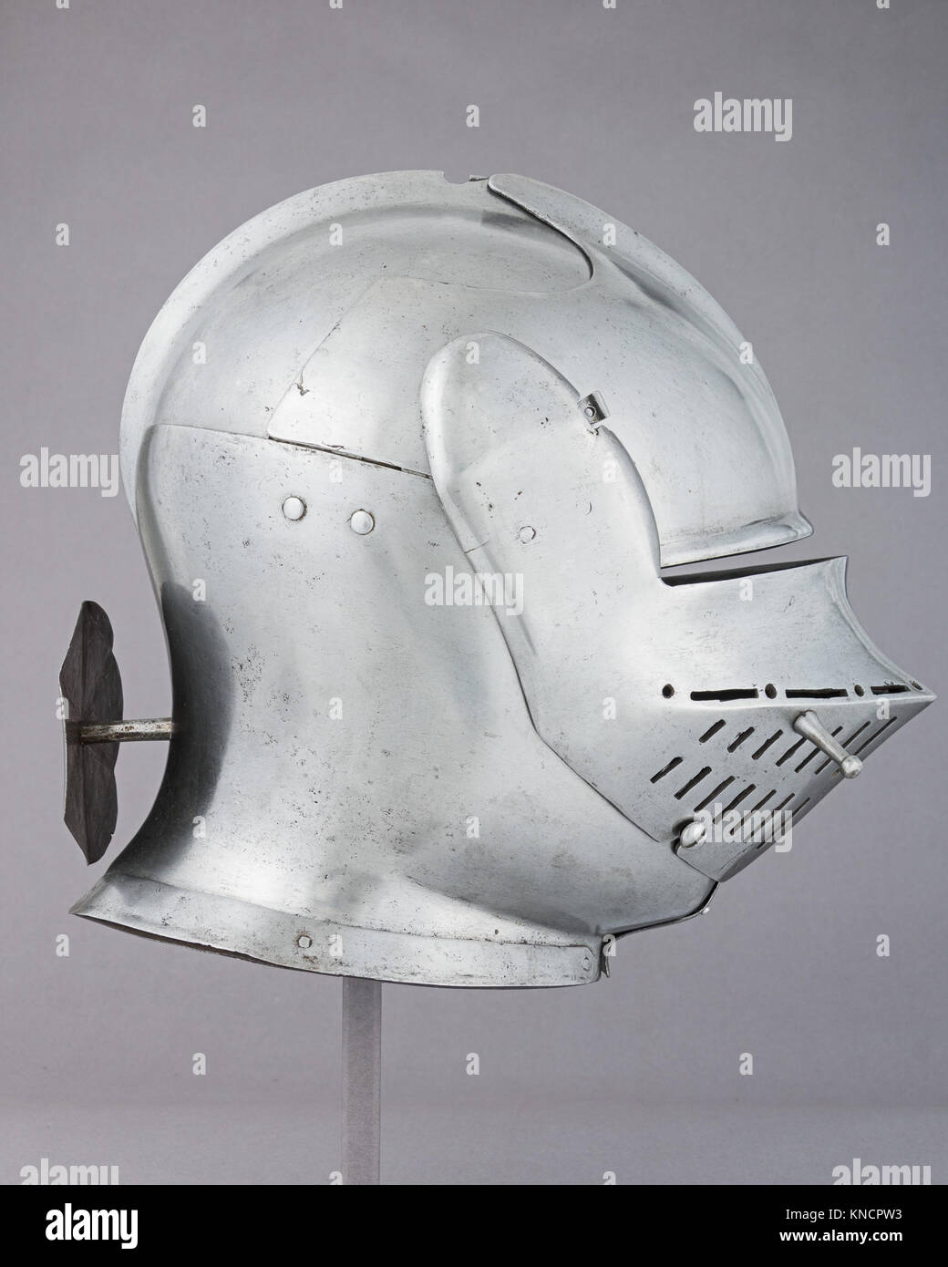 This armet, a type of medieval helmet, was worn during the 15th century ...