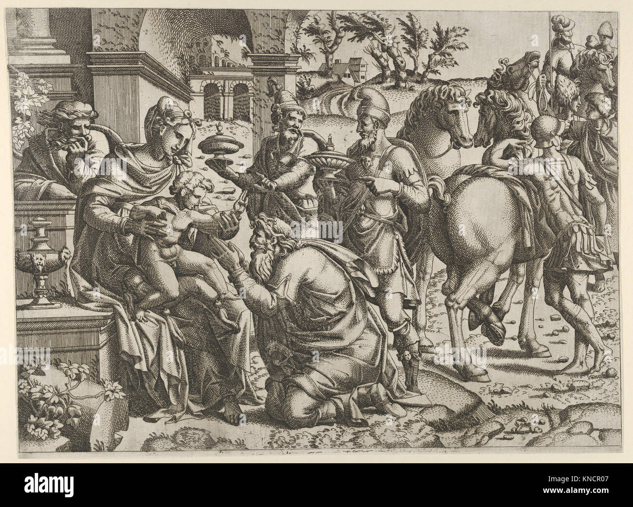 This depiction of the Adoration of the Magi shows the biblical scene ...