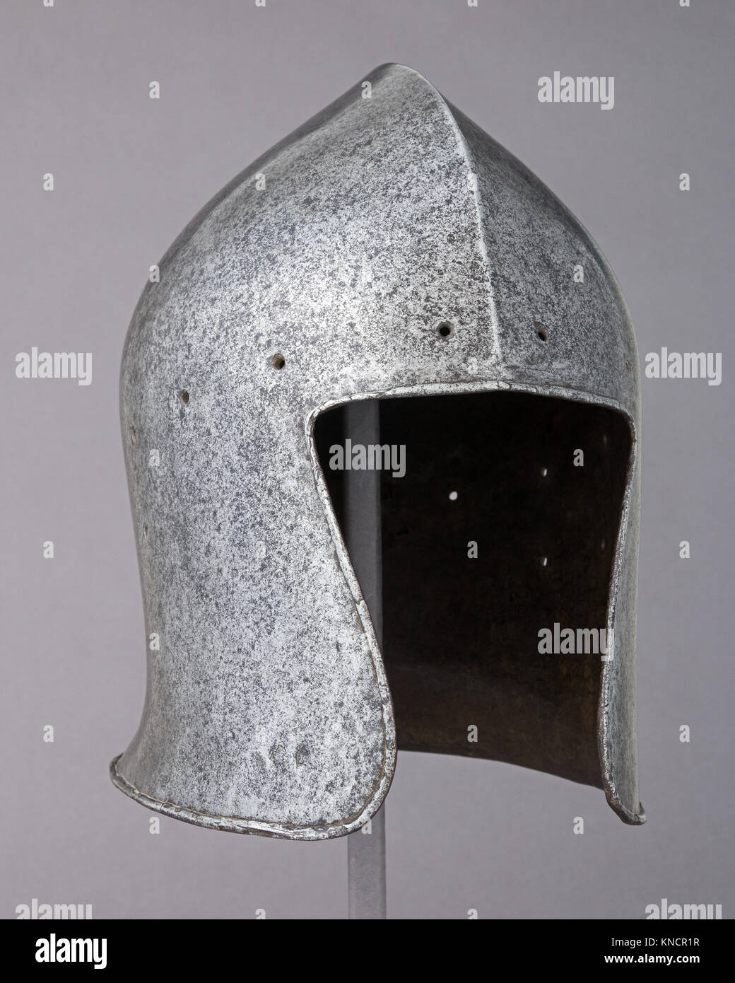 The barbute is an Italian medieval helmet with an open face, providing ...