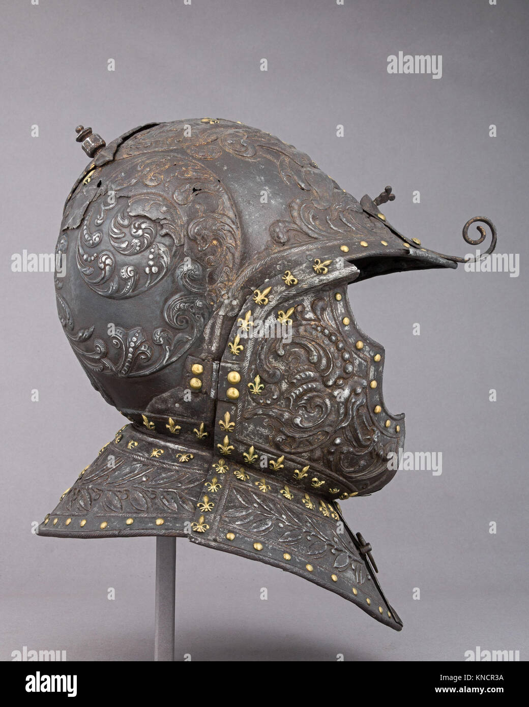 This burgonet helmet is a prime example of medieval protective headgear ...