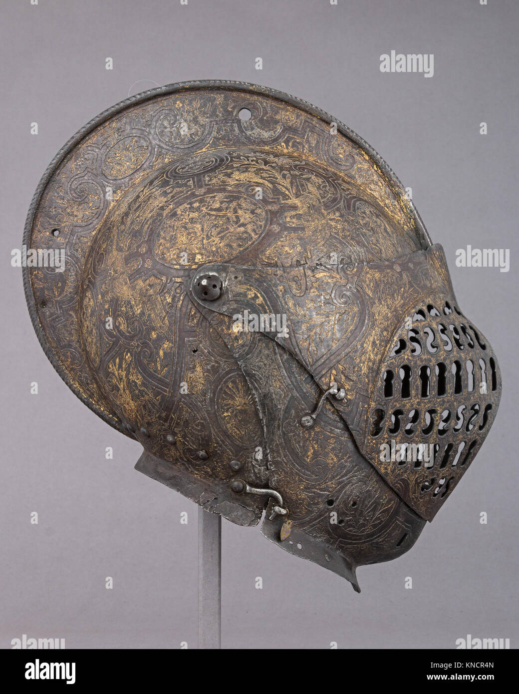 This close helmet is a medieval armor piece designed for battlefield ...