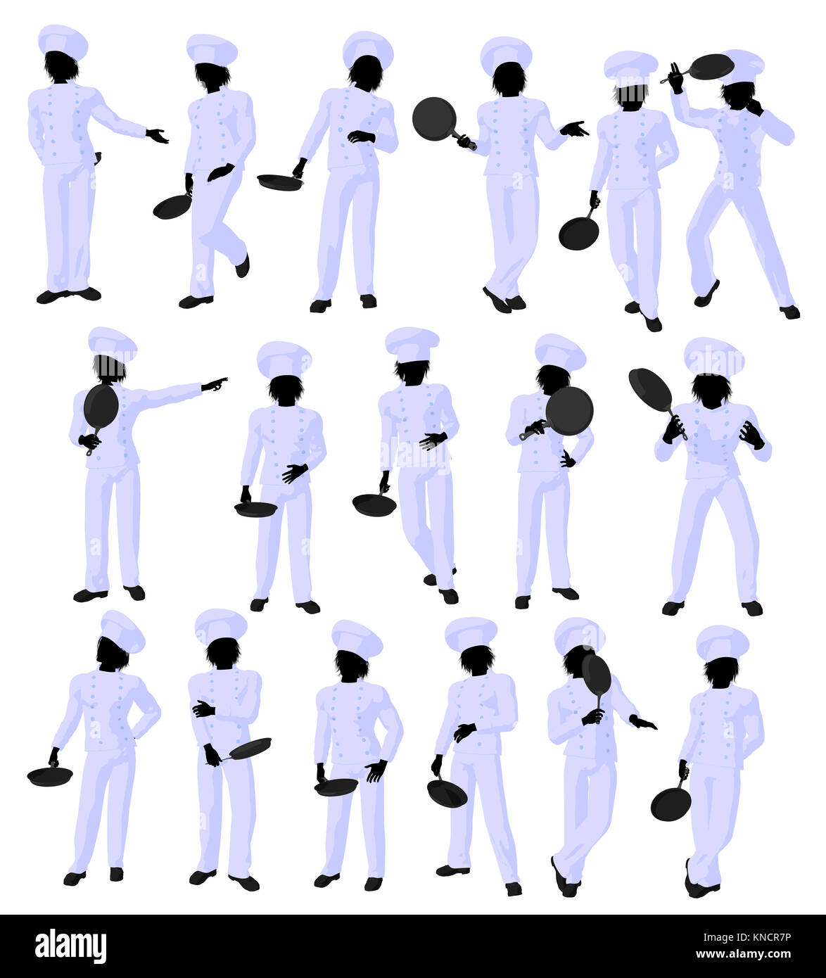 Male chef with a skillet silhouette on a white background Stock Photo ...