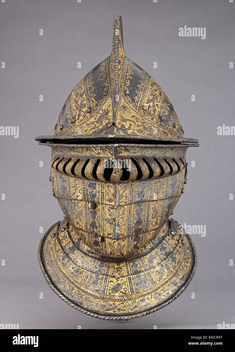 This burgonet helmet, complete with a buffe (face guard), was used ...