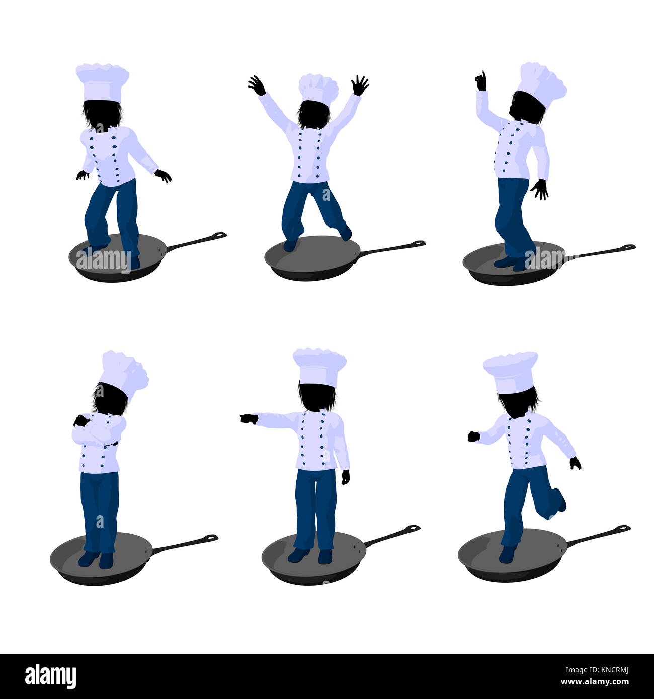 Boy chef in a skillet on a white background Stock Photo - Alamy
