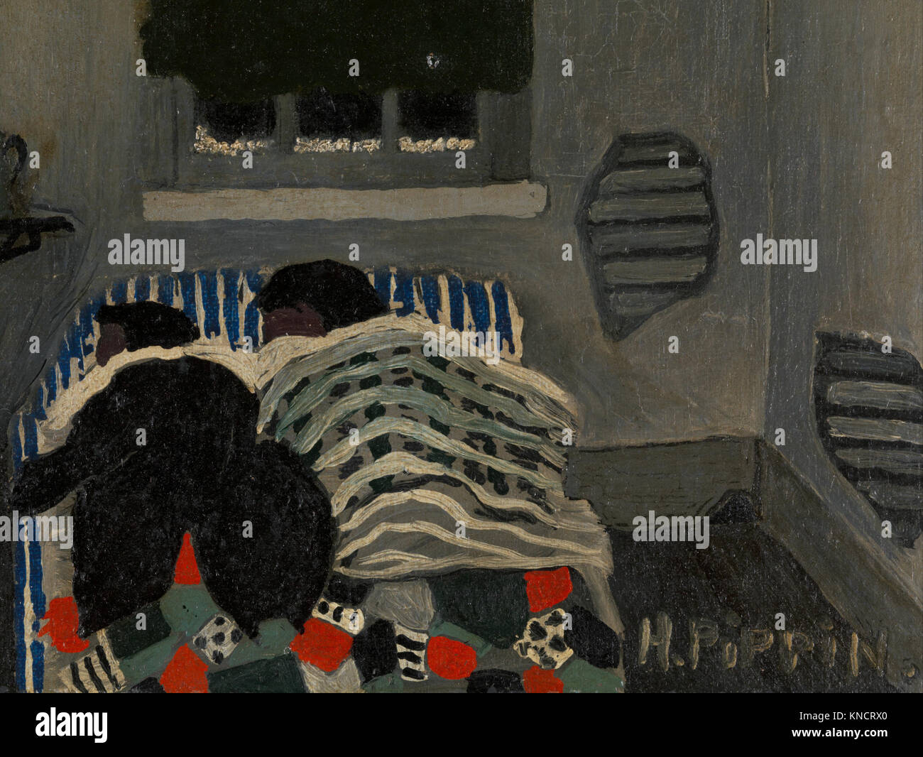 This 1943 oil painting 'Asleep' by Horace Pippin depicts a resting ...