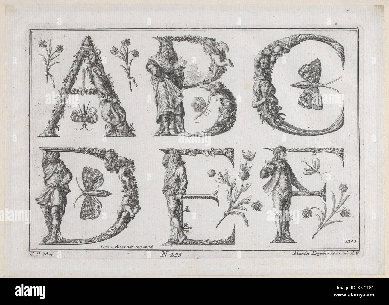 This Roman alphabet fragment displays decorated letters, illustrating ...
