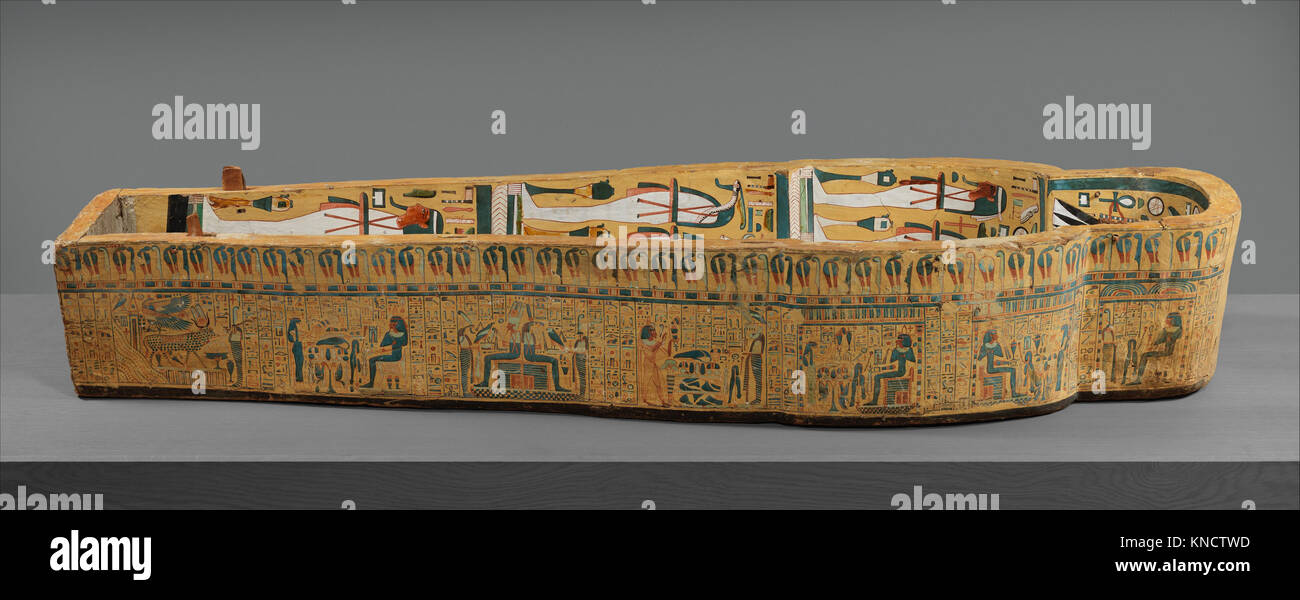 This box, part of an anthropoid coffin, is an ancient Egyptian burial ...