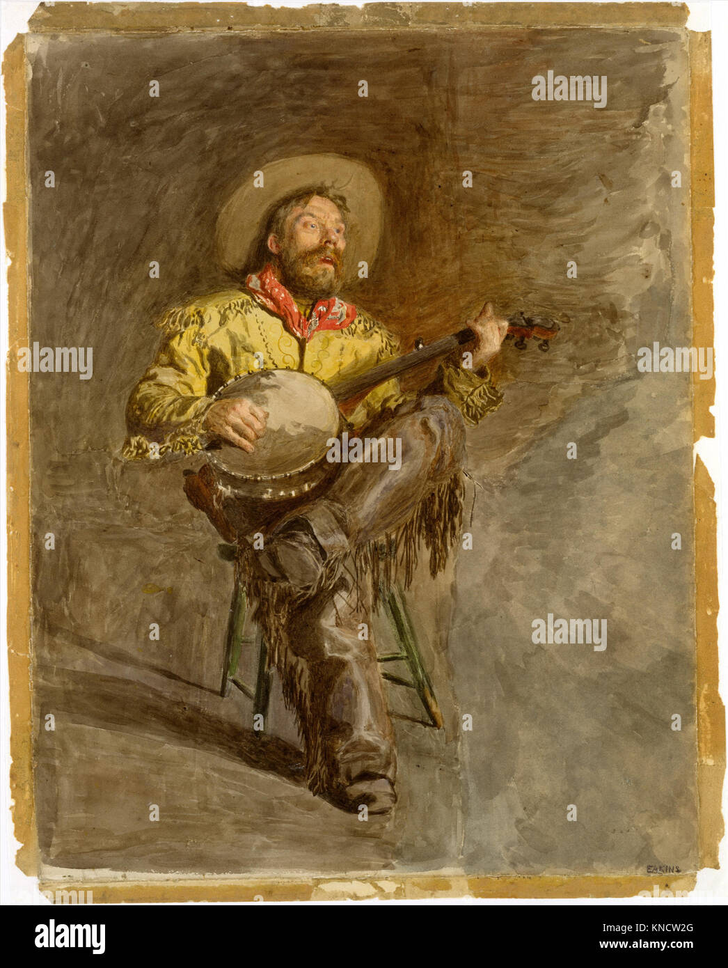 This watercolor painting by Thomas Eakins, titled *Cowboy Singing ...