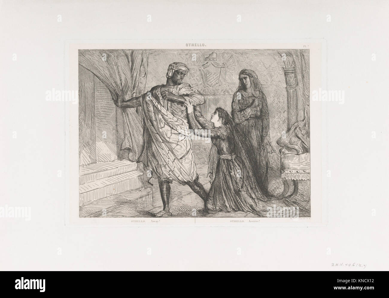 An illustration from Othello, Act 3, Scene 4, depicting a dramatic ...