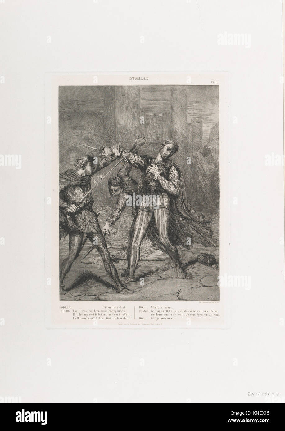 An illustration from Othello, Act 5, Scene 1, capturing a dramatic ...