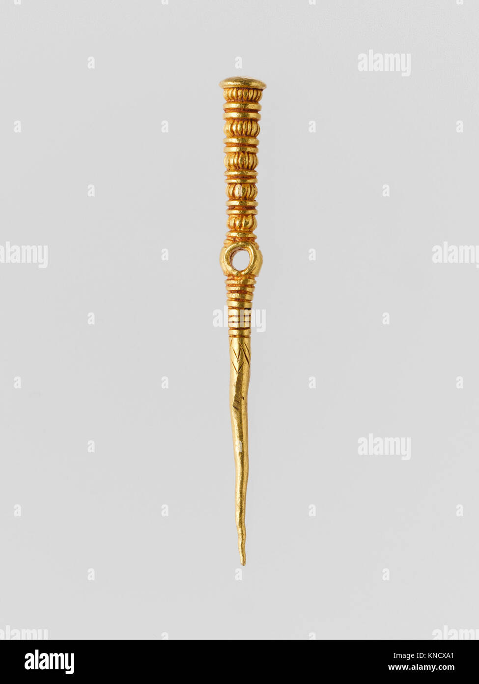 14th-century B.C. Mycenaean gold pin, illustrating ancient Greek ...
