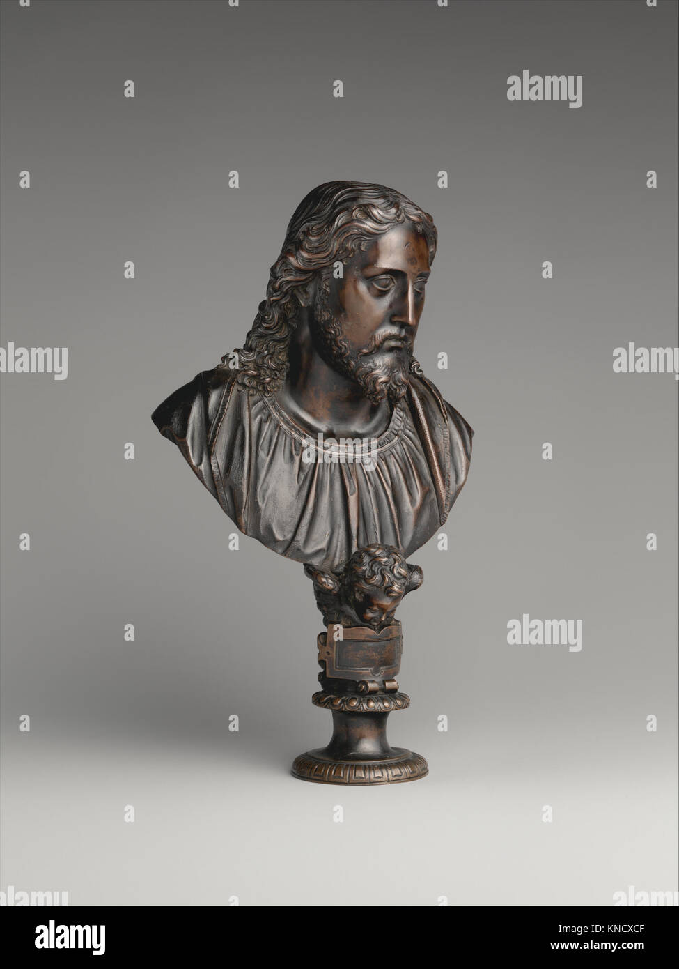 A bust of Christ from the museum's collection depicting a classical ...