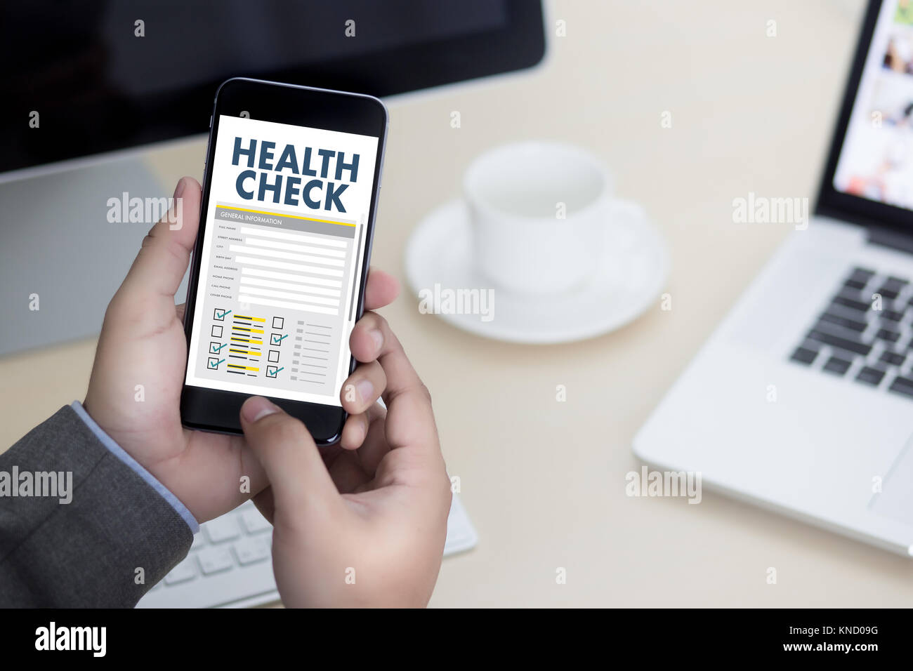 Digital HEALTH CHECK Concept working with computer interface as medical ...