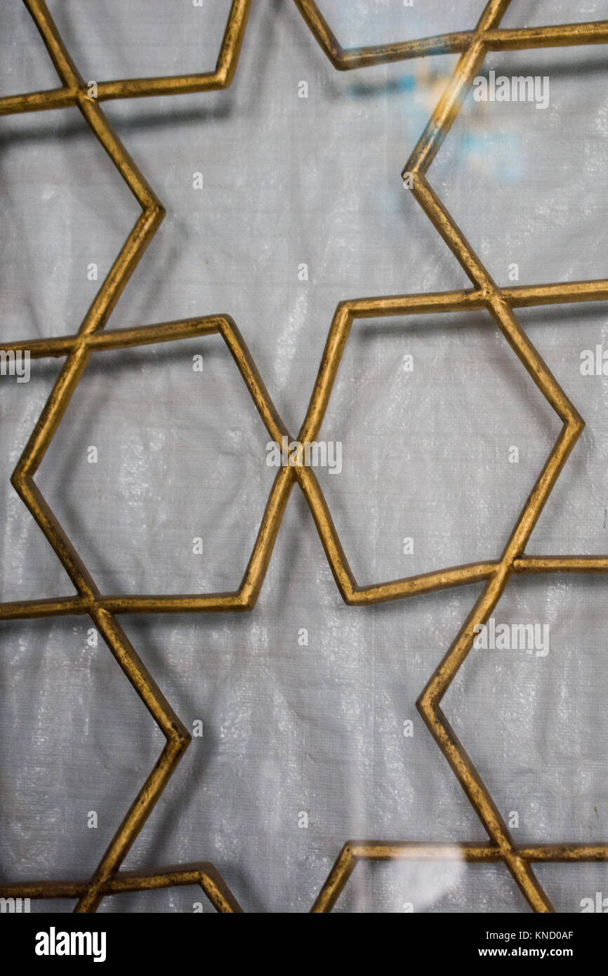 Ottoman Turkish art with geometric patterns on wood Stock Photo - Alamy