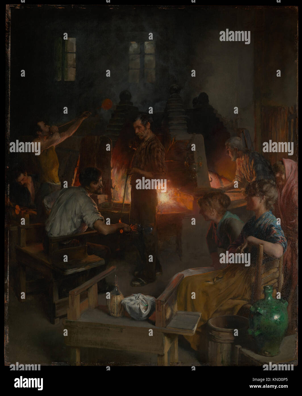 Glass Blowers of Murano - painting by Charles Frederick Ulrich Stock ...