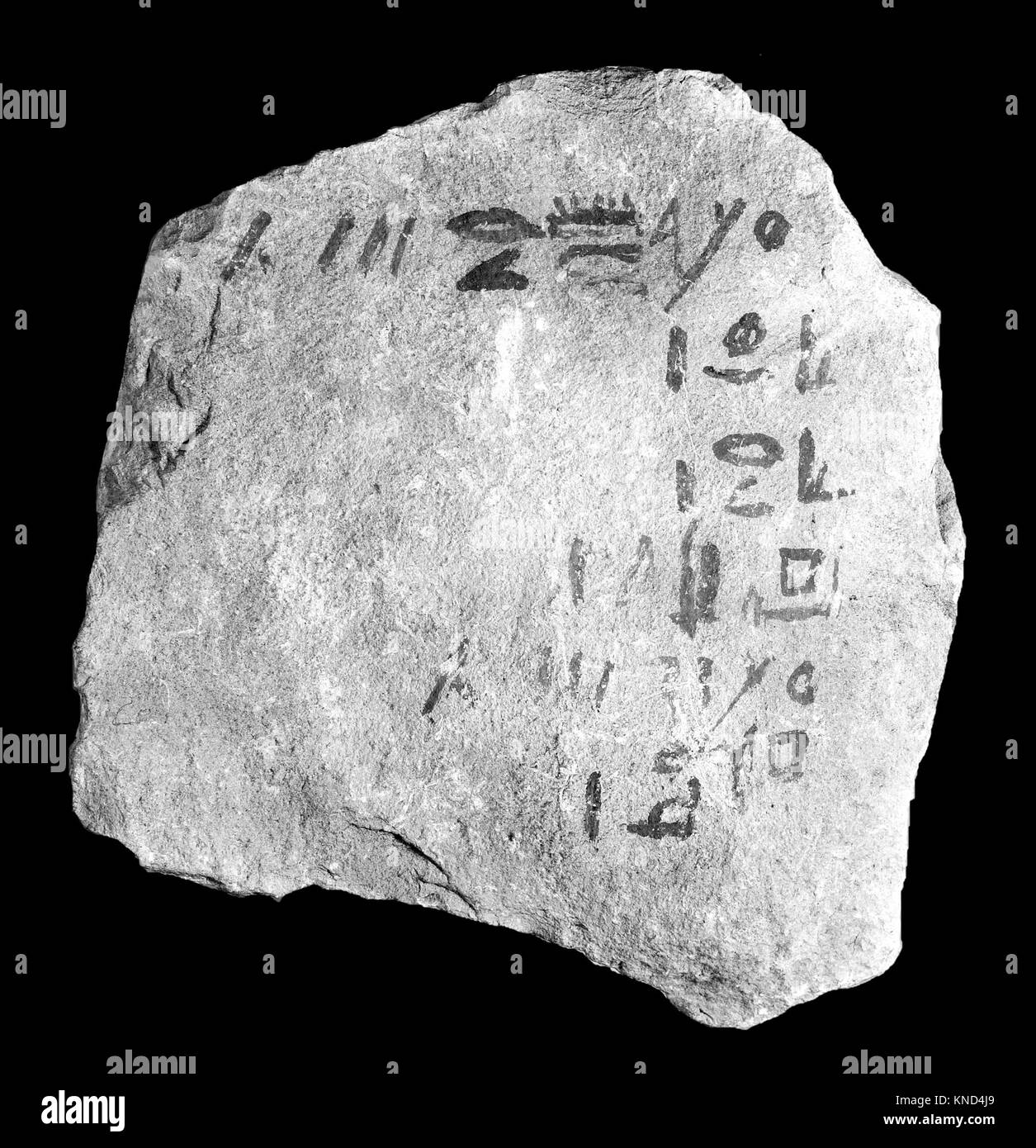 This hieratic ostracon from ancient Egypt features writing that ...