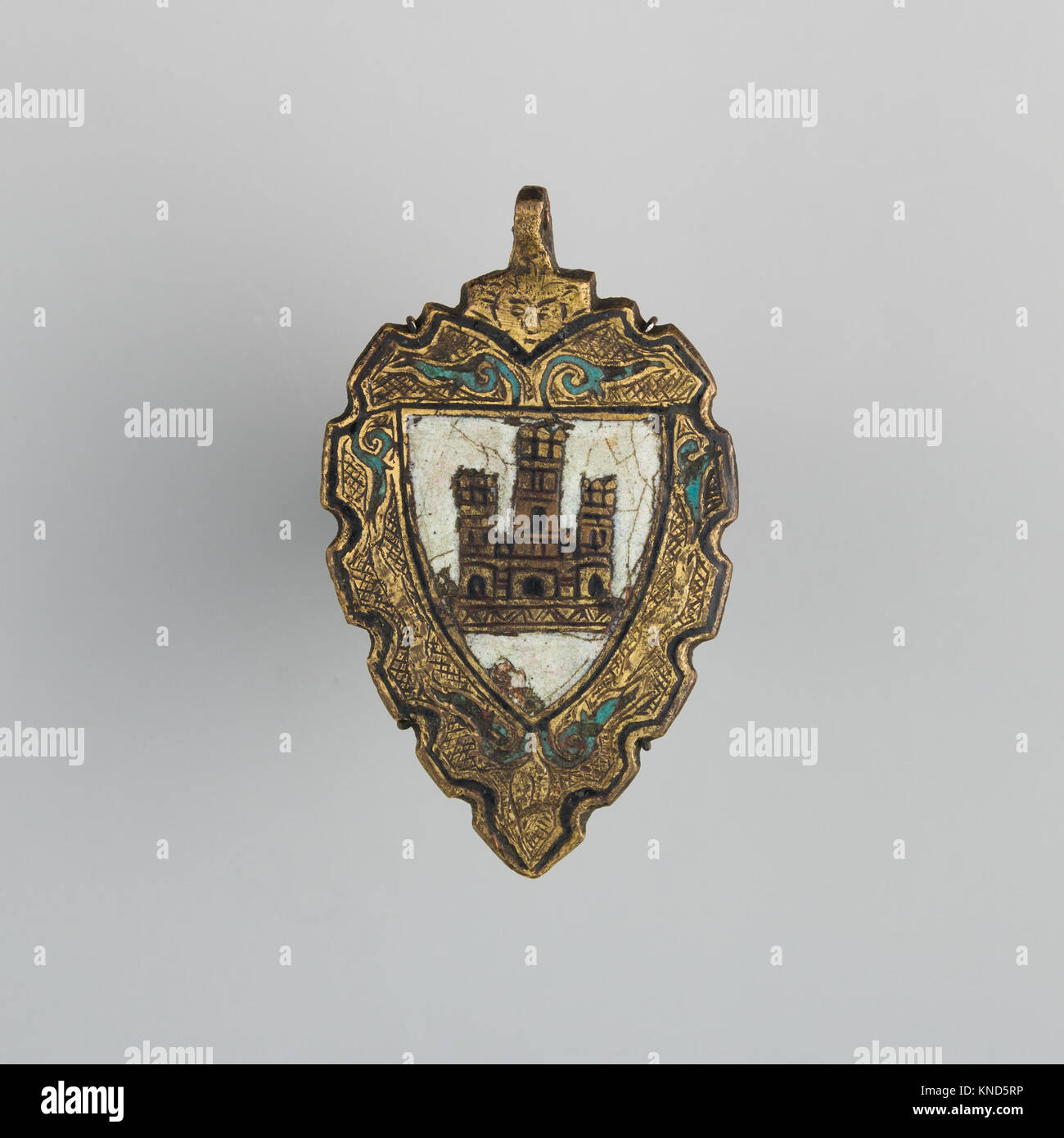 This 14th-15th century Spanish badge, made of copper, gold, and enamel ...