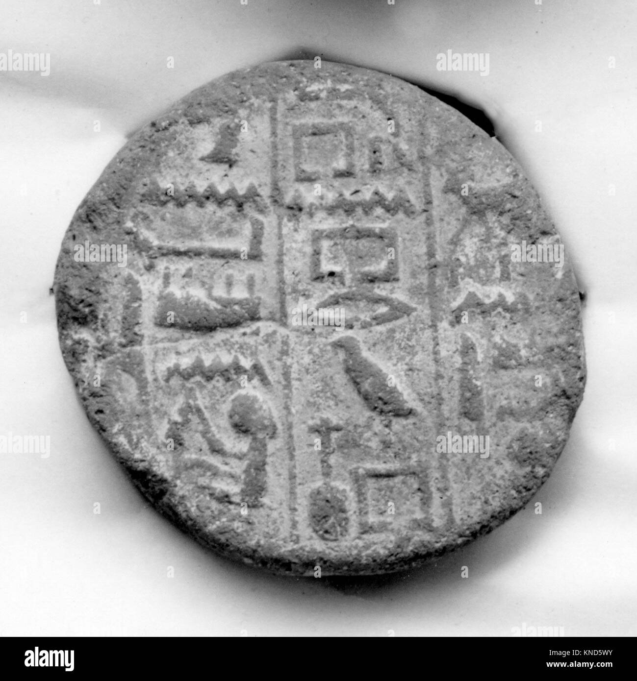 This funerary cone from the New Kingdom of Egypt is a pottery object ...