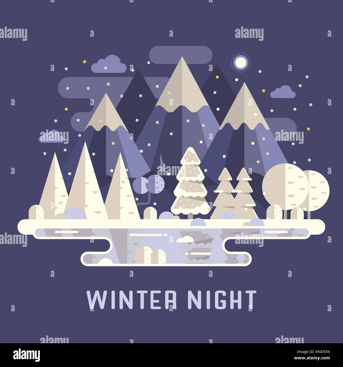 Winter Scene Illustration Stock Vector Images - Alamy