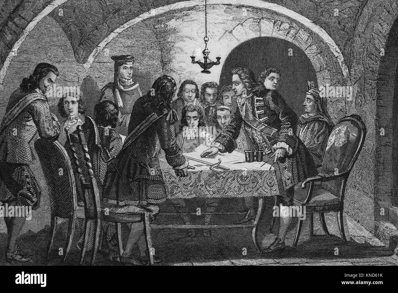 Siege of Barcelona (1713-14). War of Spanish Succession. Meeting of the ...