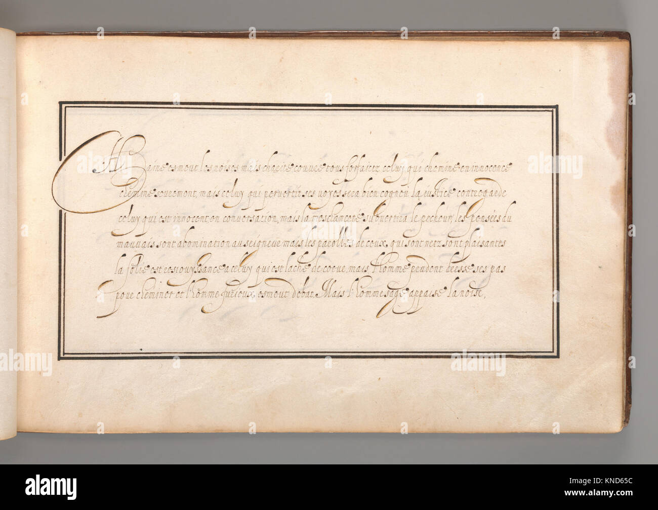 This calligraphic exercise demonstrates French cursive script, a key ...