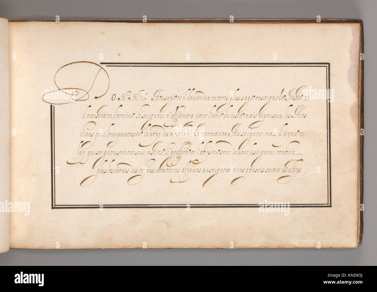 This calligraphic exercise in French uses cursive script, showcasing ...