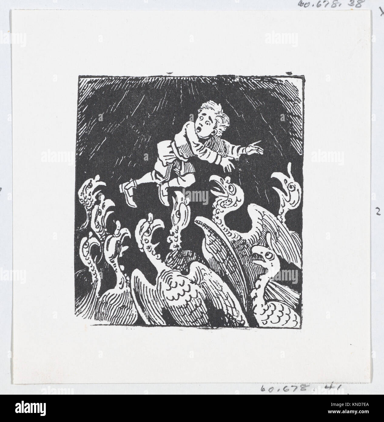 An illustration from 'The King and His Three Sons' showing a small boy ...