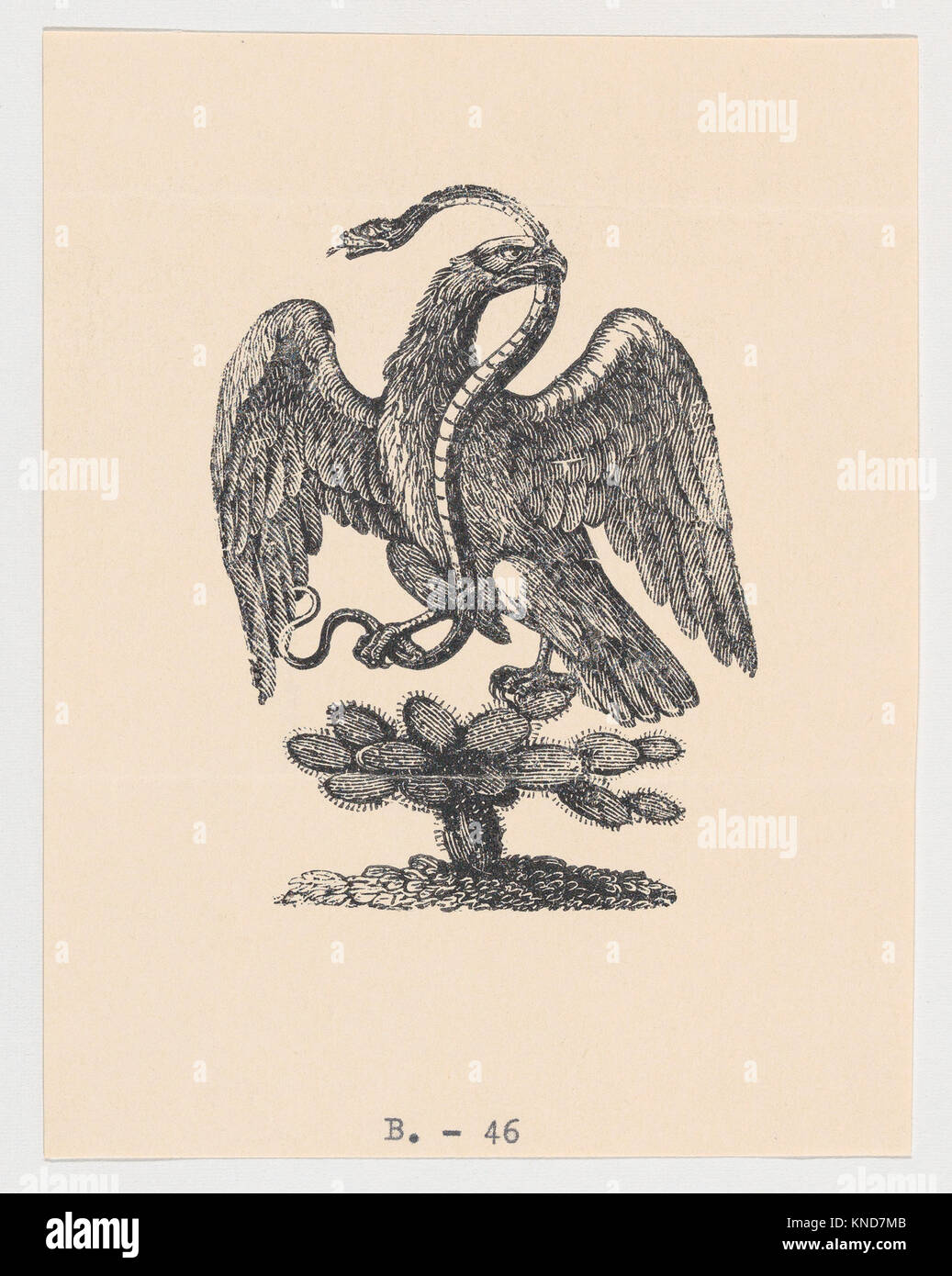 The Mexican coat of arms shows an eagle perched on a cactus holding a ...