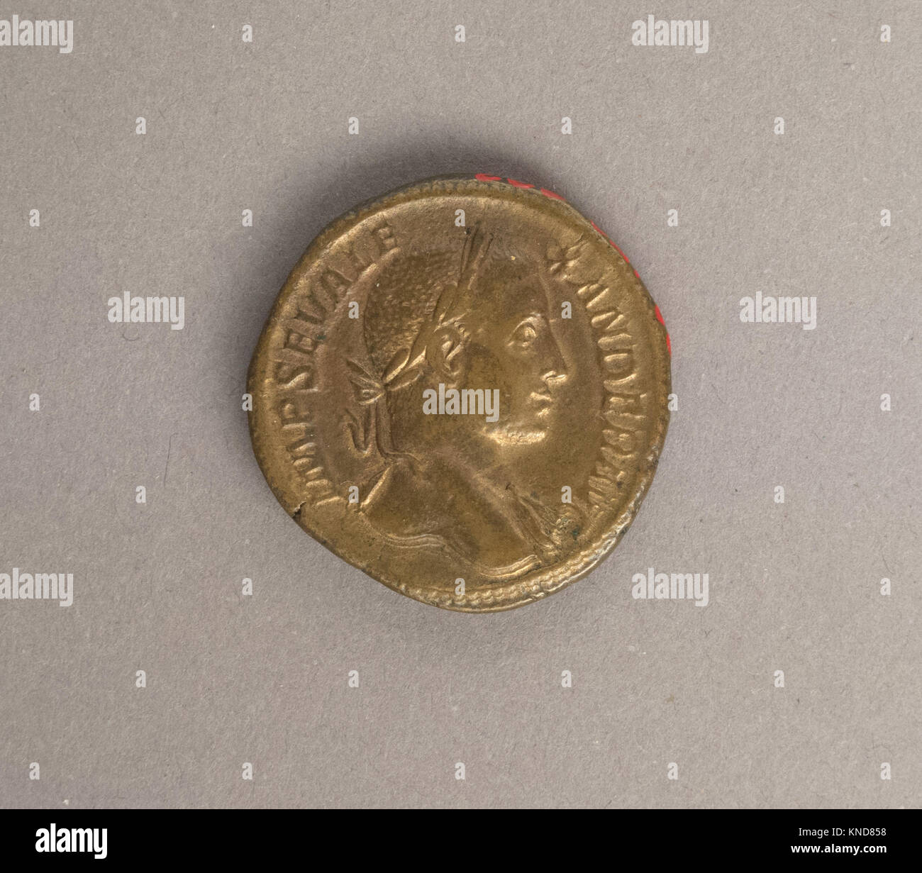 A bronze coin (sestertius) featuring Emperor Alexander Severus ...