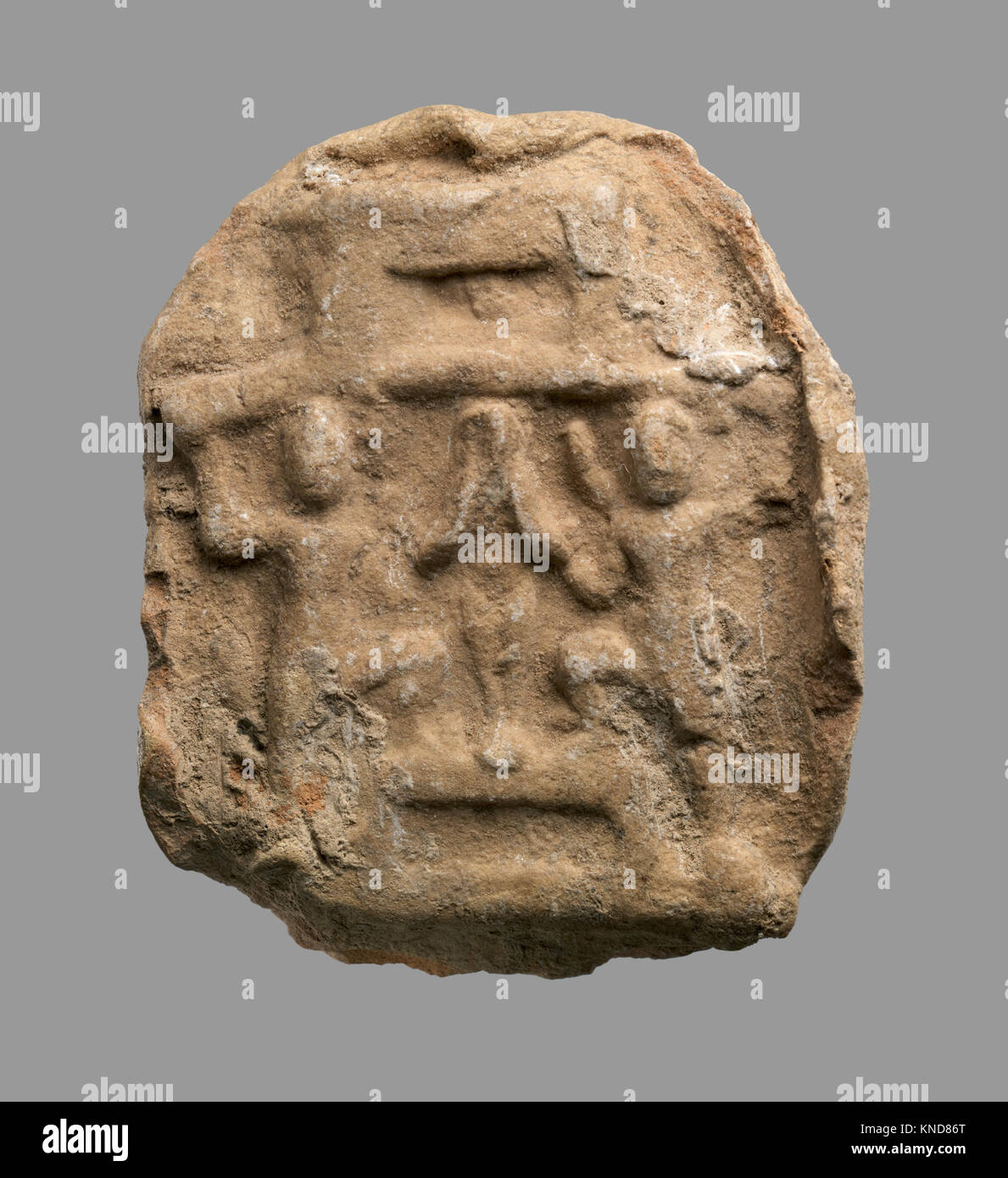 Ceramic imitation of bronze roller with two kilted figures MET DP-12250 ...