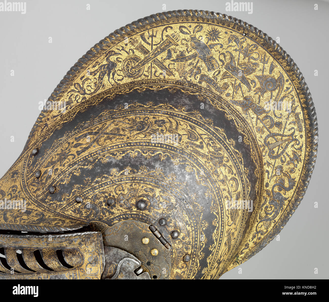 The burgonet helmet with buffe is a 16th-century protective headgear ...