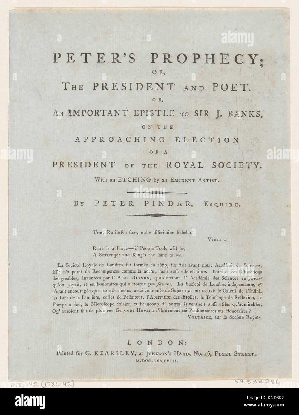 The frontispiece of 'Peter's Prophecy, or The President and Poet' by ...
