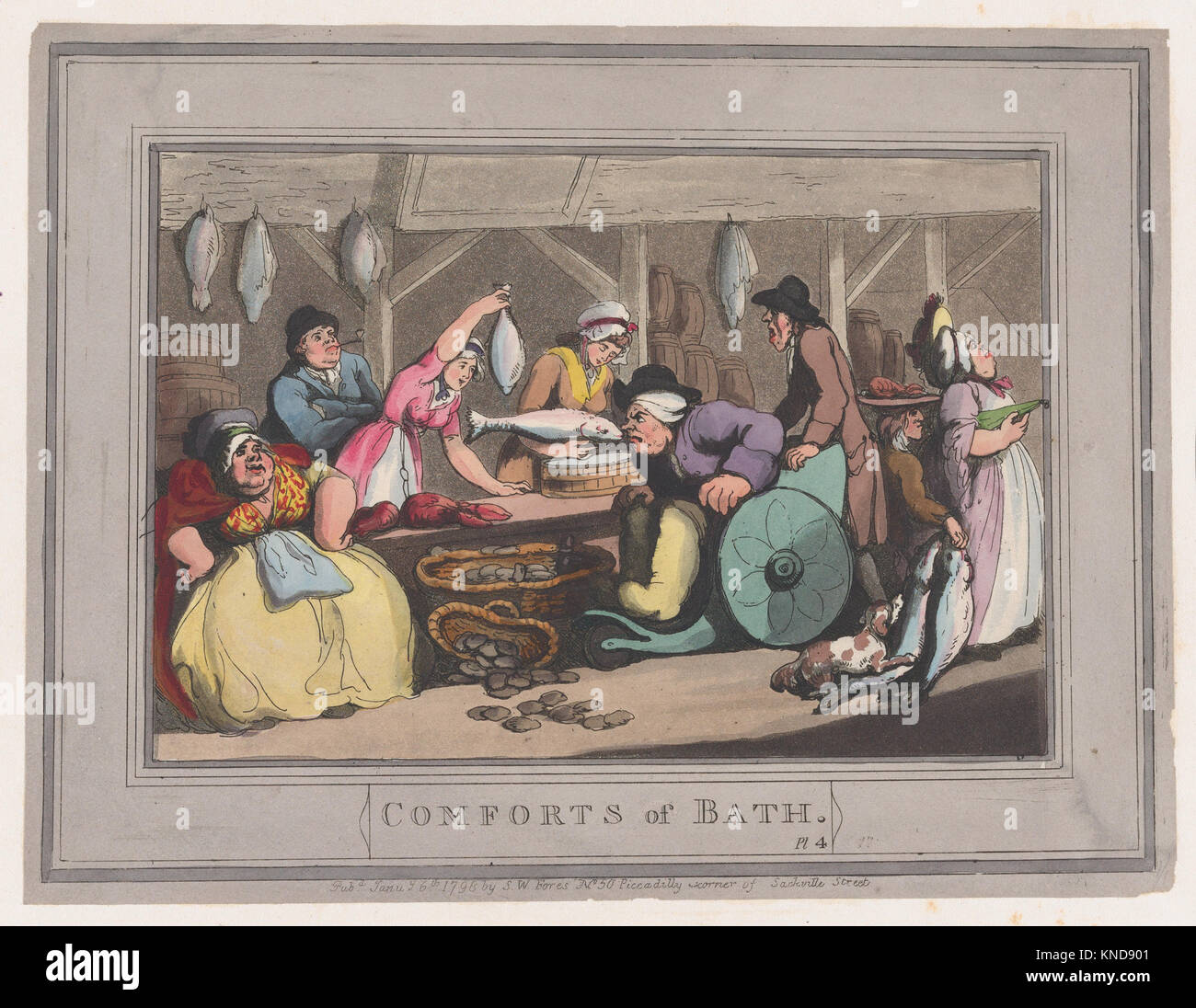 Plate showing bathing scene, illustrating personal care, wellness, and ...